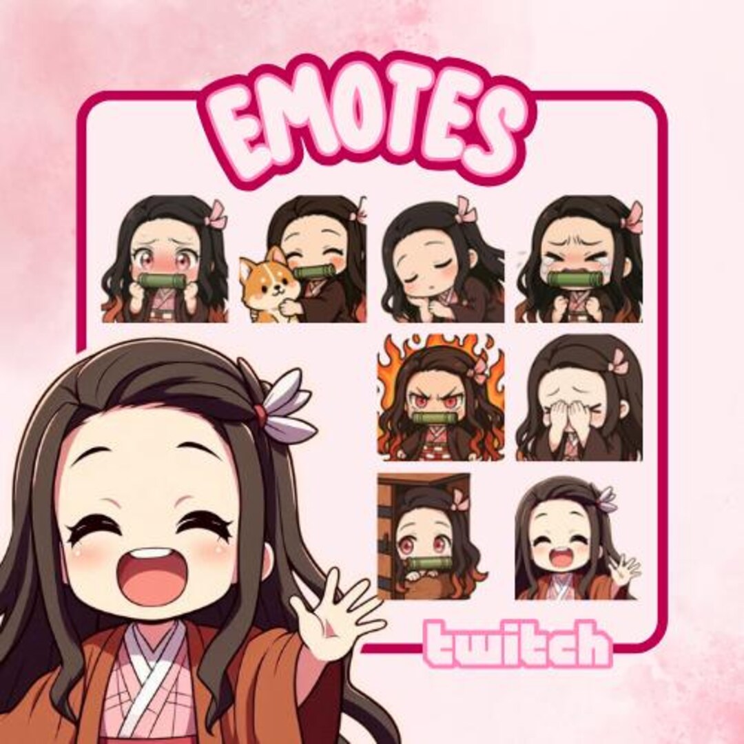 Nezuko Demon Slayer Twitch Emotes | 8 Chibi Emotes (digital Download ...