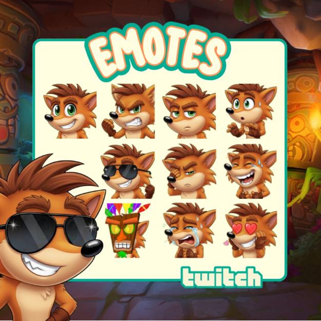 Crash Bandicoot Emotes for Twitch Streamers | 10 Cool Emotes! (digital ...