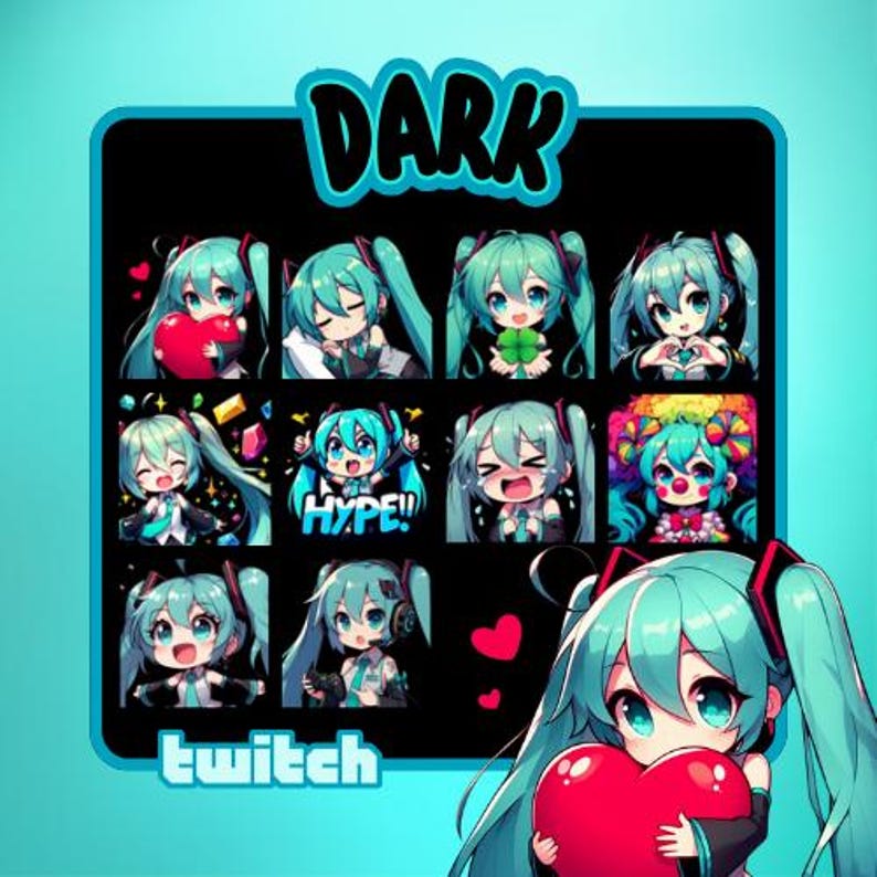 Hatsune Miku Twitch Emotes | Anime Girl Designs (digital Download) - Etsy