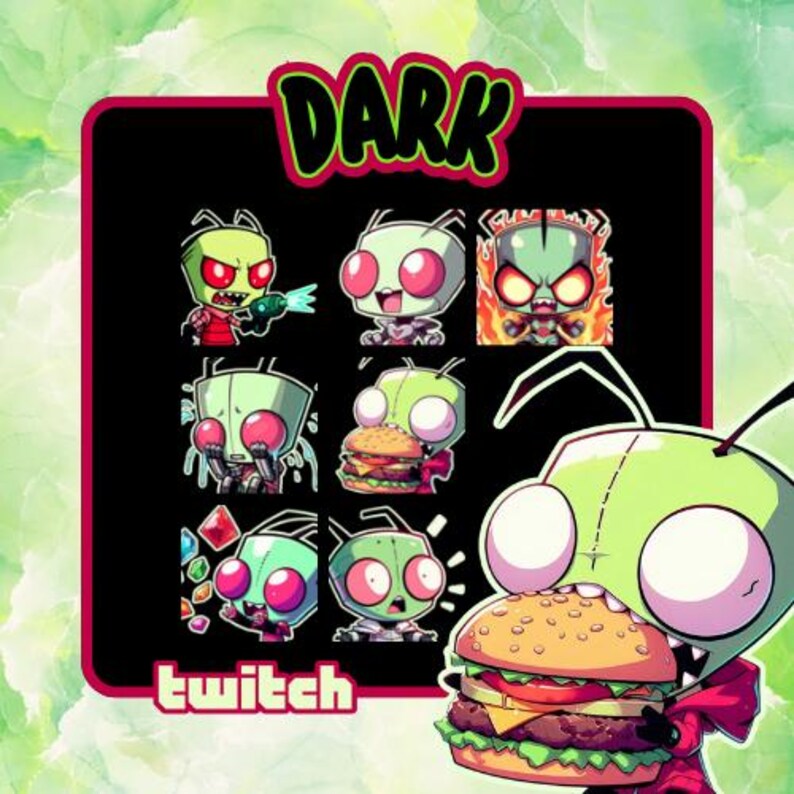Invader Zim Twitch Emotes | Cartoon Art for Streamers (digital Download ...