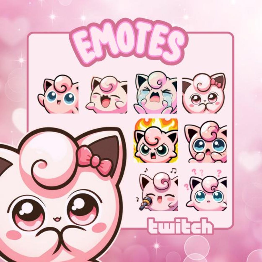 Twitch Emotes | Jigglypuff Pokémon | 8 Cute Emotes! (digital Download ...