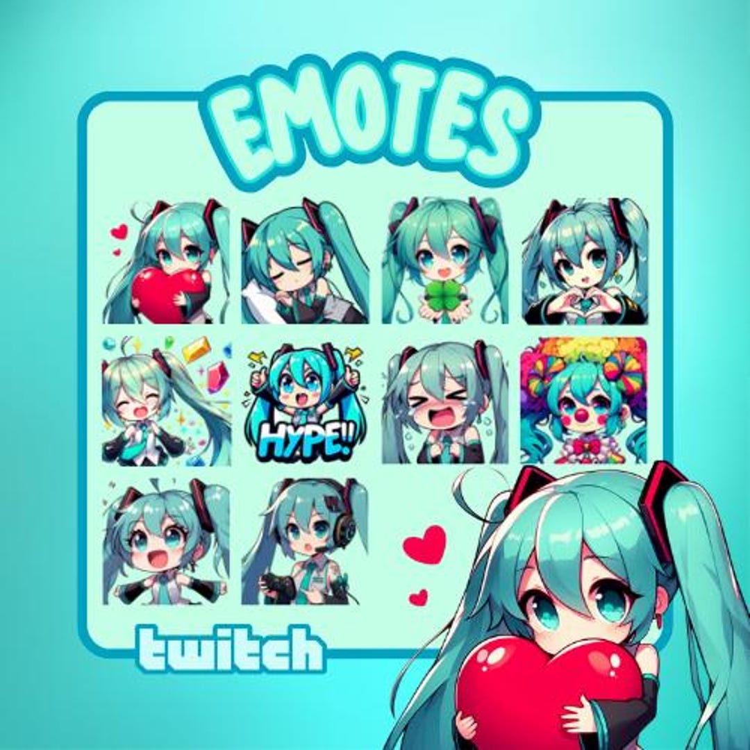 Hatsune Miku Twitch Emotes | Anime Girl Designs (digital Download) - Etsy