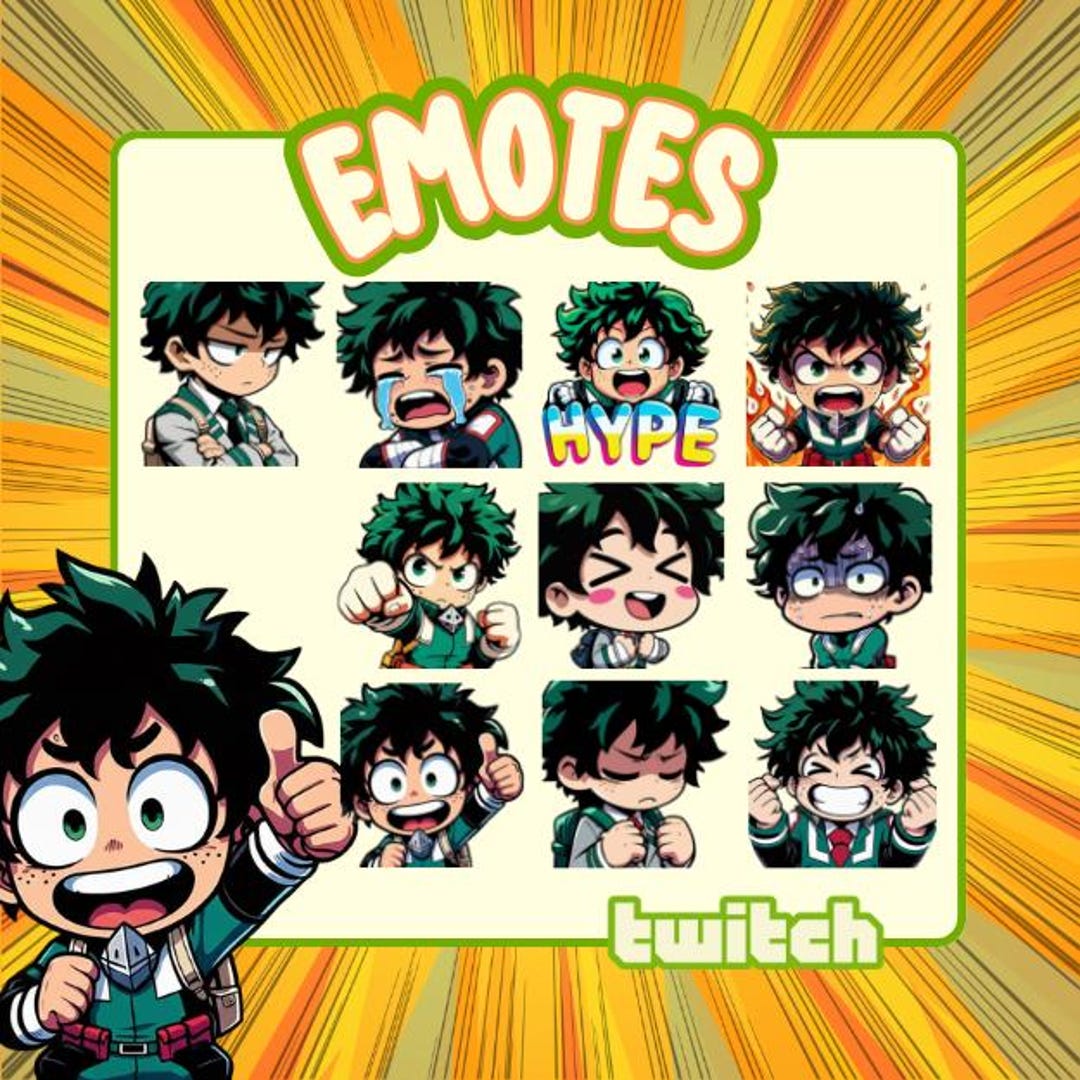 Twitch Emotes | Midoriya Deku My Hero Academia | 10 Cute Emotes ...