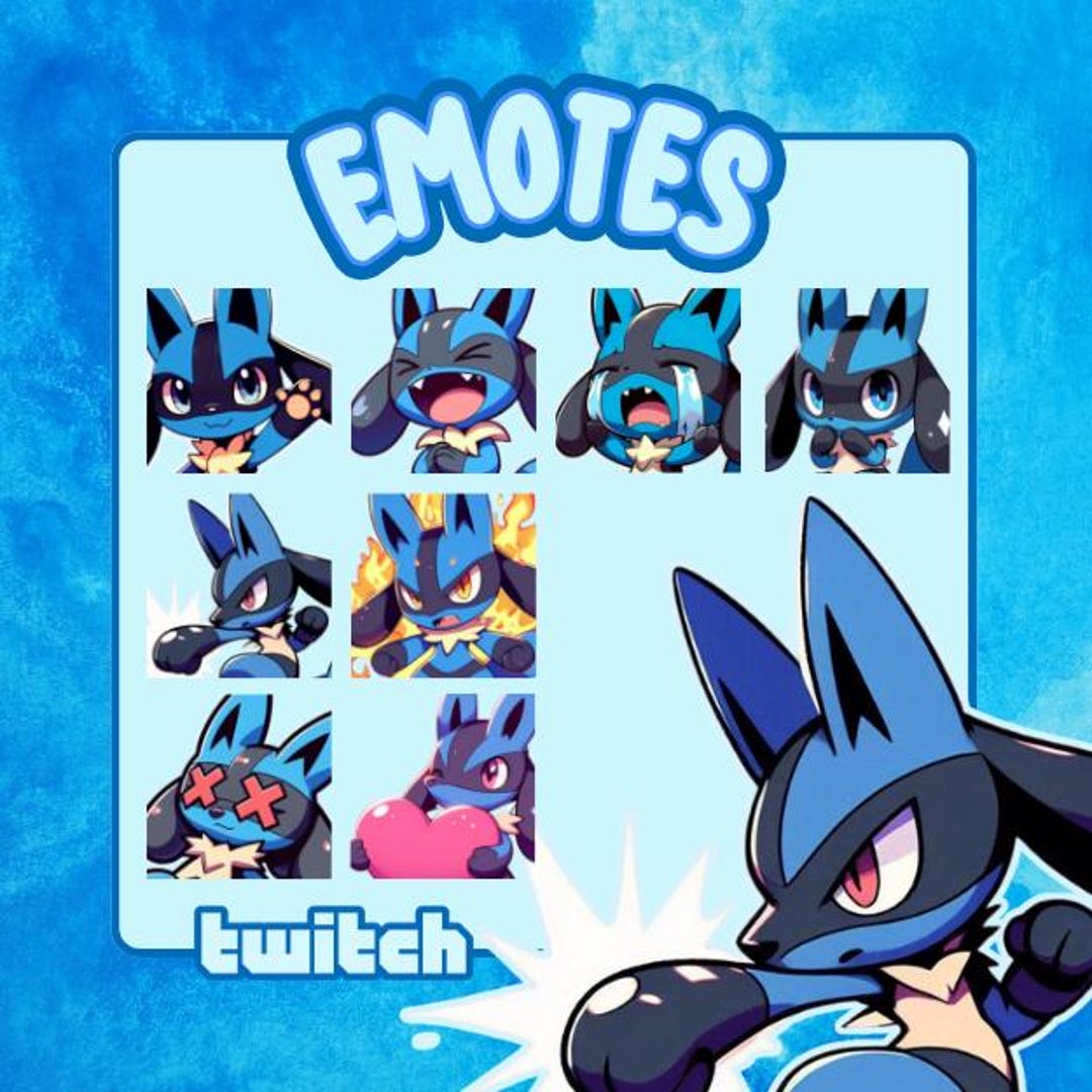 Twitch Emotes | Lucario Pokémon | 8 Cute Emotes! (digital Download) - Etsy