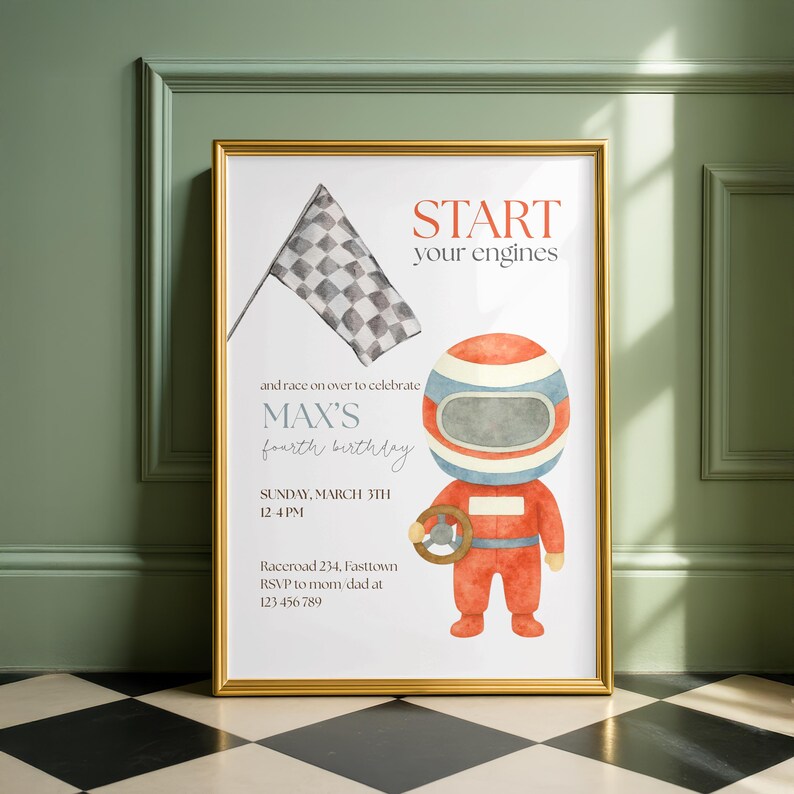 Start Your Engines verjaardagsuitnodiging, Racethema verjaardag ...