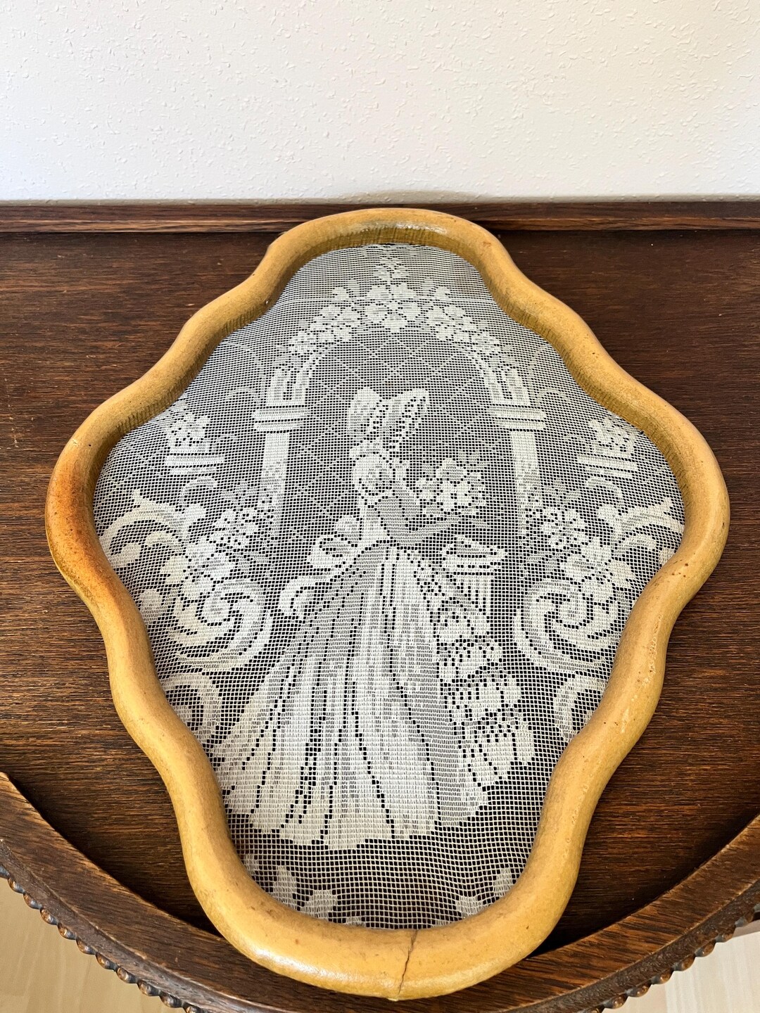 Vintage Dutch Lace Art in Carved Wooden Frame: Cottagecore Wall Decor ...