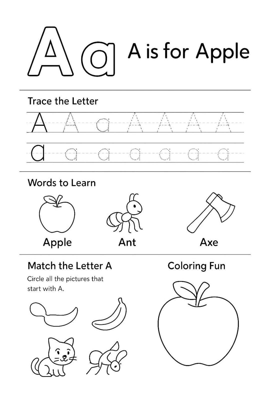 Printable A–F Phonics Workbook | Alphabet Tracing & Letter Sounds ...