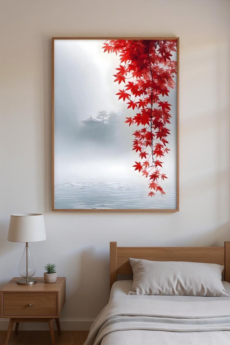 Japanese Temple & Lake Canvas Art Print Home Decor, Wall Art, Gift for ...