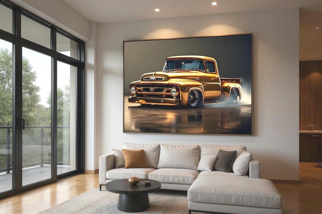 Gold Custom F-100 Pickup | Instant Download | Classic Truck Art | 16K ...