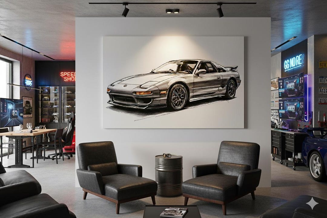 Toyota MR2 SW20 Sketch | Minimalist JDM Car Guy Gift Canvas | 16K Ultra ...