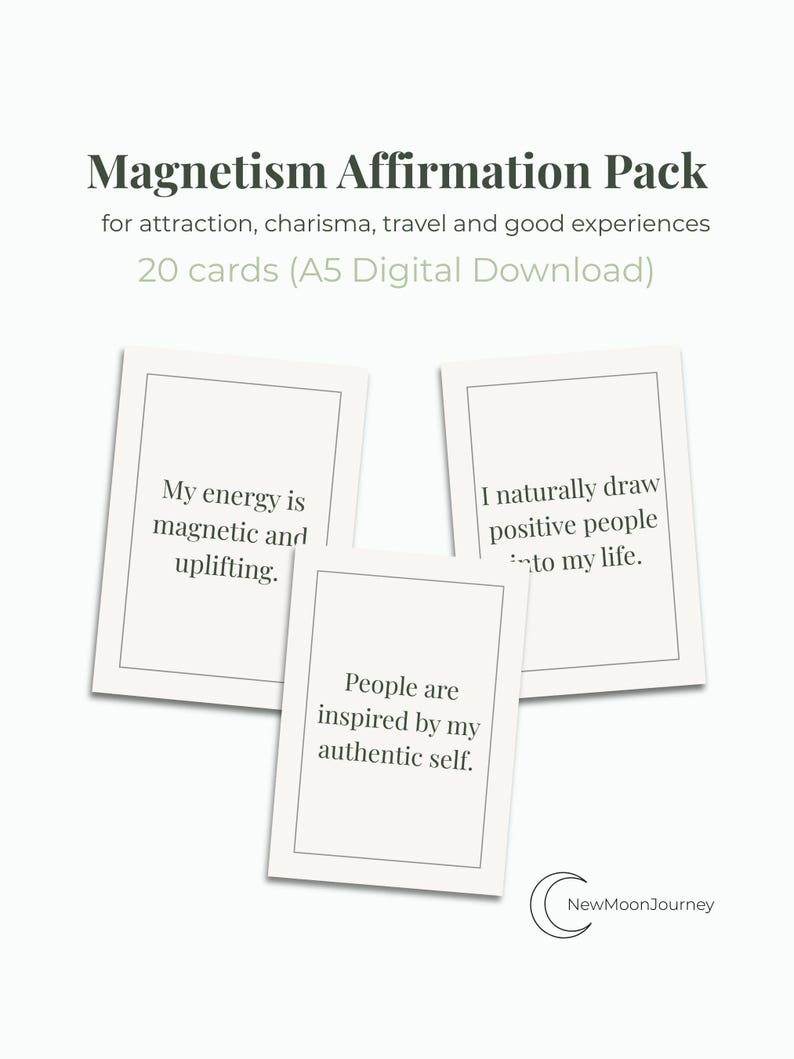 Magnetism Affirmation Cards | A5 Printable Positive Quotes | Digital ...