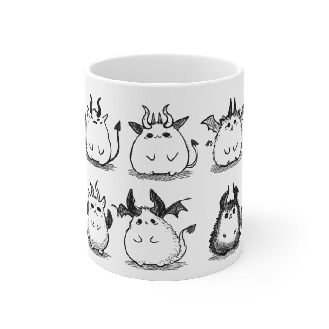 Cute Whimsical Demon Mug, Kawaii Coffee Cup, Fantasy Gift, Halloween ...