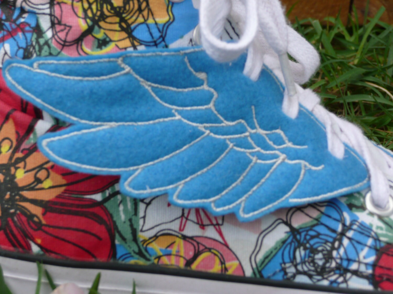 Blue White Percy Jackson Hermes Inspired Lace up Shoe Wings, Shoe ...