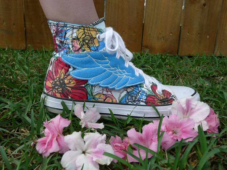 Blue White Percy Jackson Hermes Inspired Lace up Shoe Wings, Shoe ...