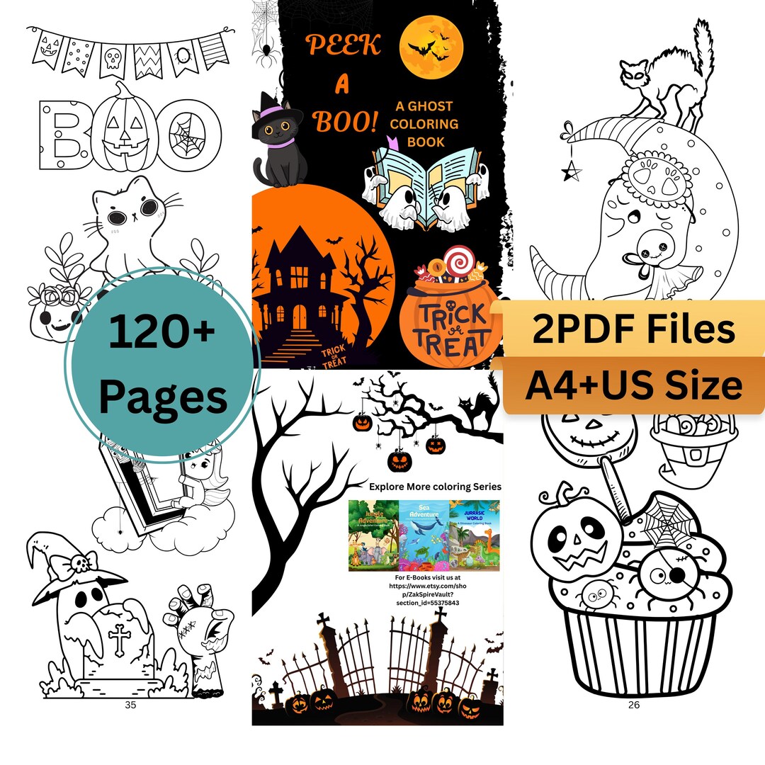 Halloween Ghost Coloring Book: Spooky Kids Printable Pages (PDF ...