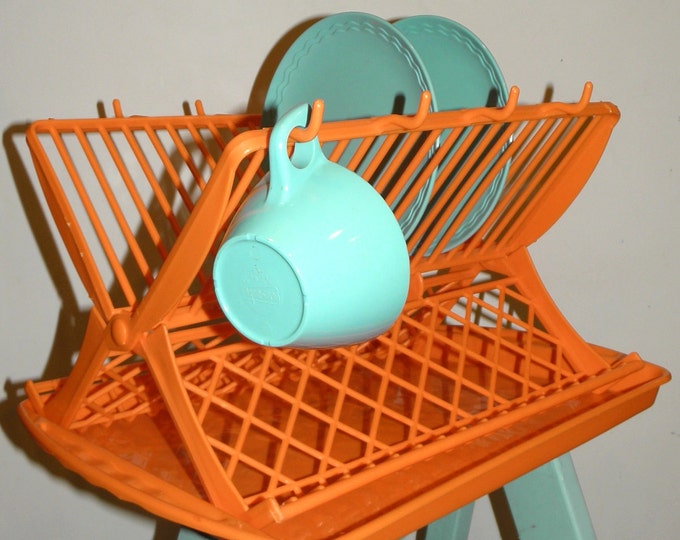 Vintage Tangerine Dish Drainer, Orange Plastic Dish Organizer - Etsy