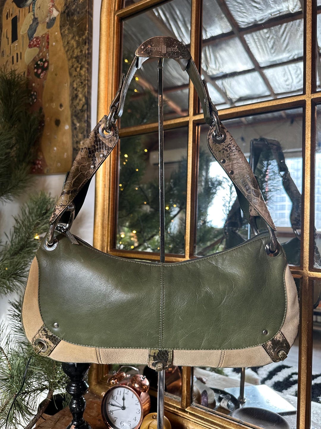 Y2k Baguette by Angelo Carbotti Suede Leather Green - Etsy
