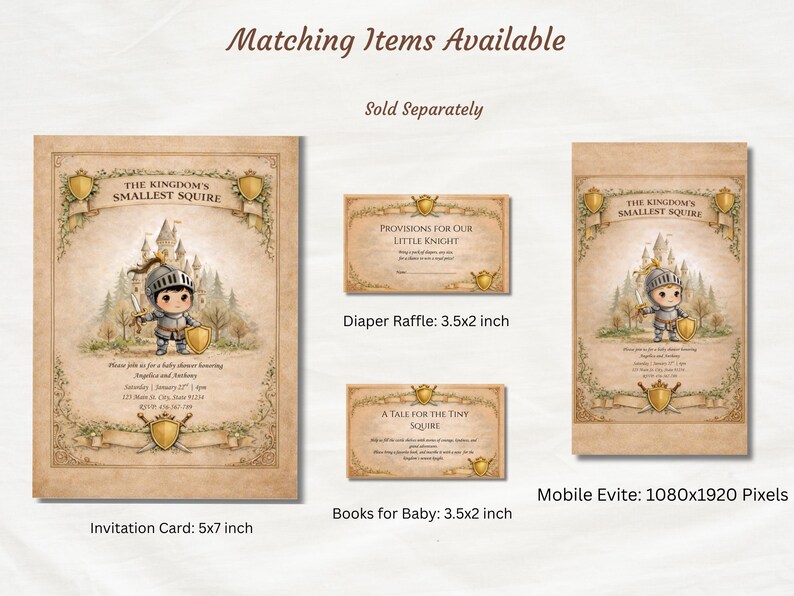 Printable Knight Baby Shower Diaper Raffle Tickets, Medieval Squire ...