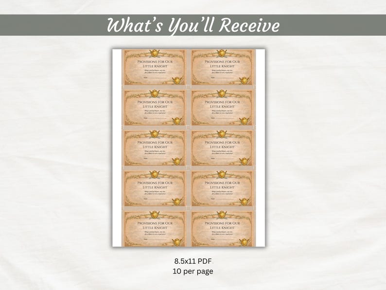 Printable Knight Baby Shower Diaper Raffle Tickets, Medieval Squire ...
