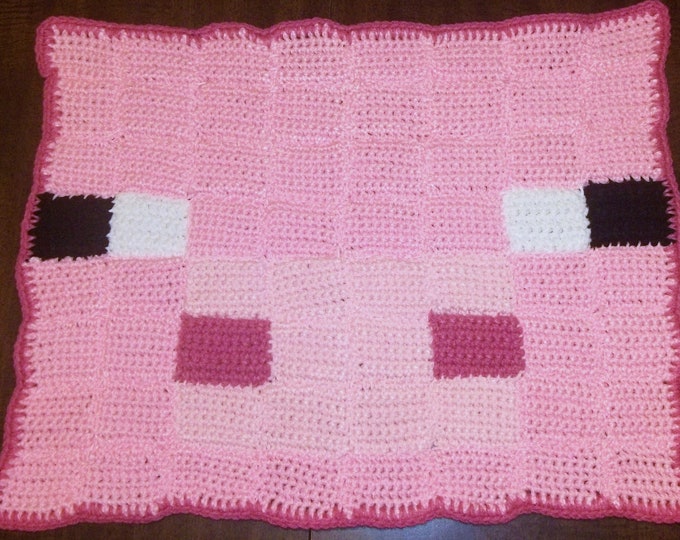 Minecraft Pig Crochet Rug Made to Order - Etsy