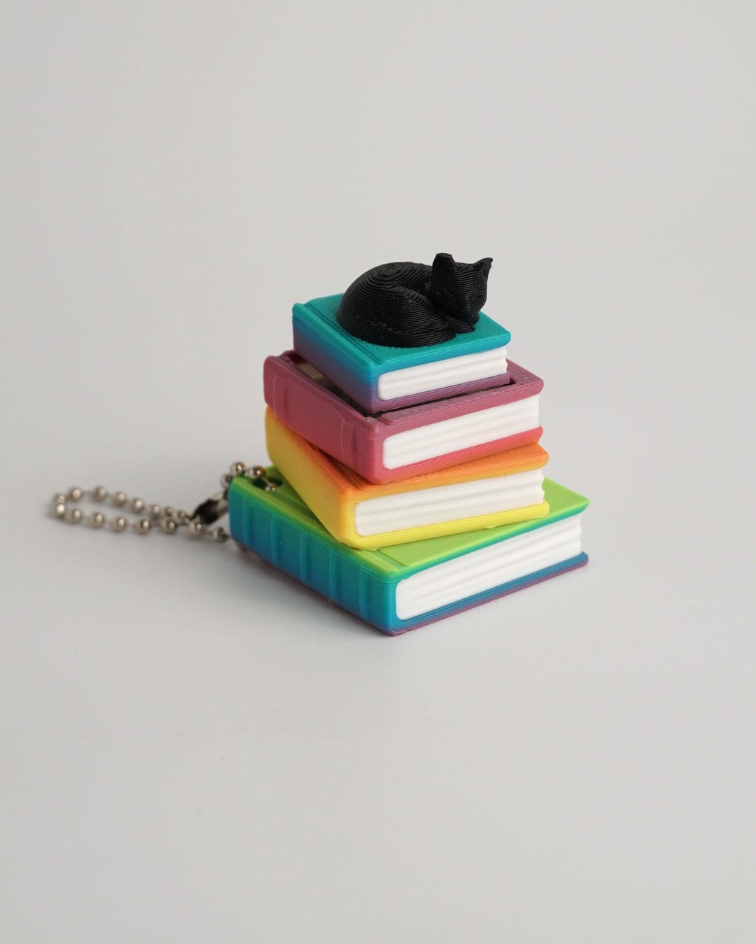 Cat on Books Keychain Clicker Fidget - Etsy