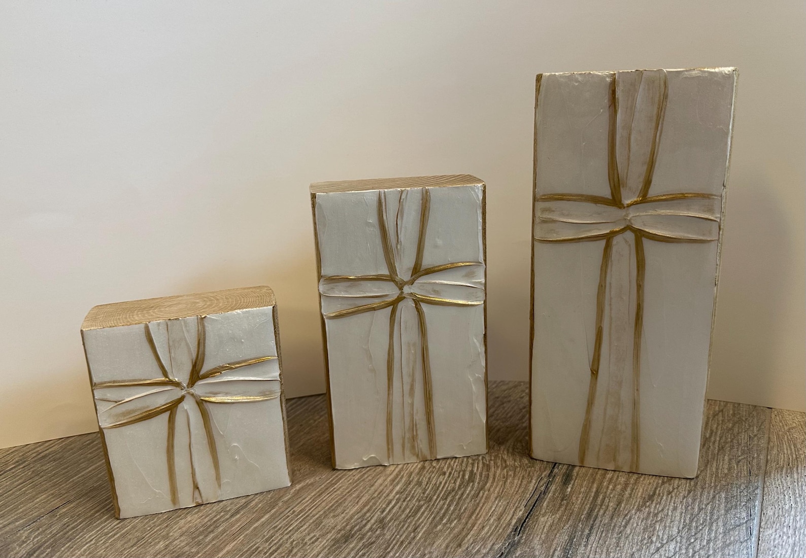 Rustic Gold Cross Hand Painted Textured Art Block by Two Girls Who Make ...