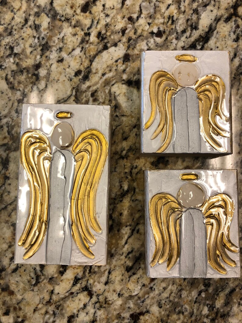 Silver and Gold Textured Angel Art Block 4 and 6 - Etsy