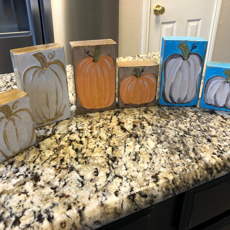Wood Pumpkin Blocks - Etsy