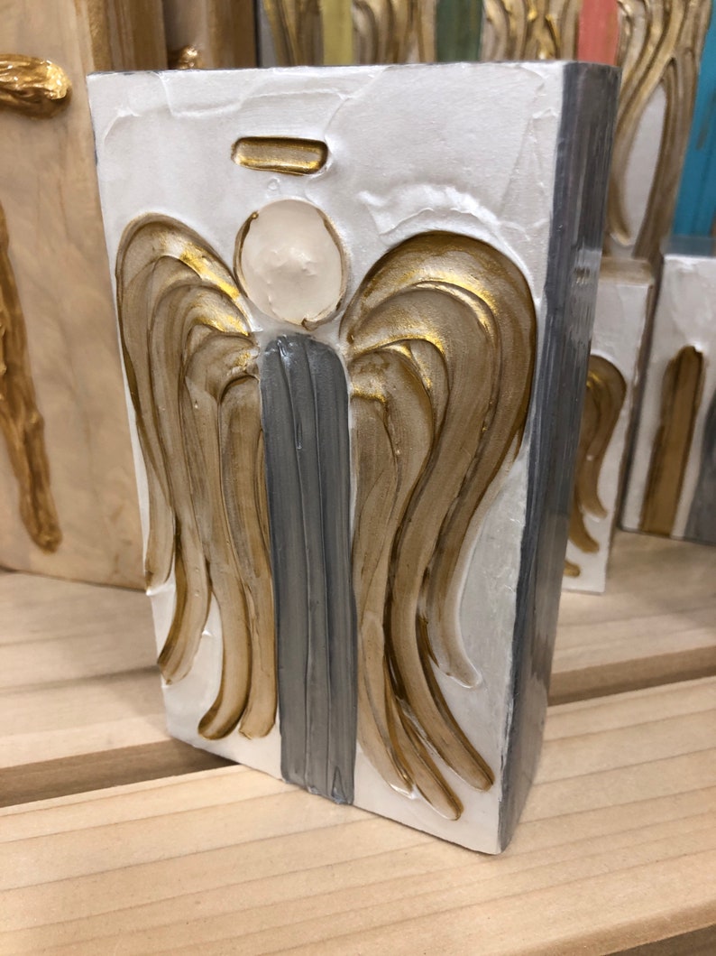 Silver and Gold Textured Angel Art Block 4 and 6 - Etsy