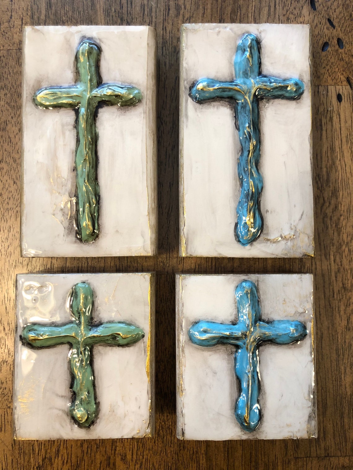 Textured Cross Hand Painted Wood Art Block Various Sizes | Etsy