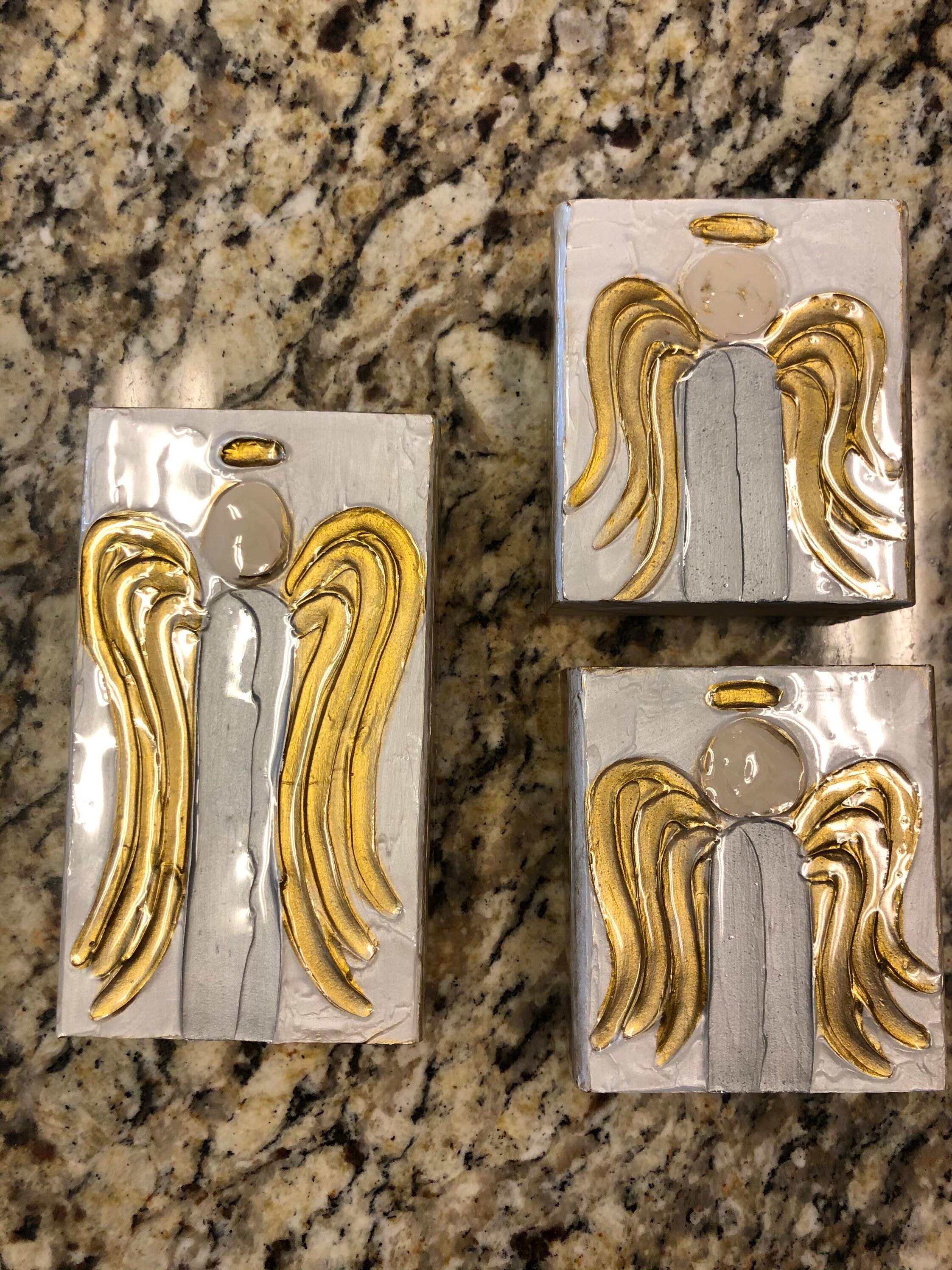 Silver and Gold Textured Angel Art Block 4 and 6 | Etsy