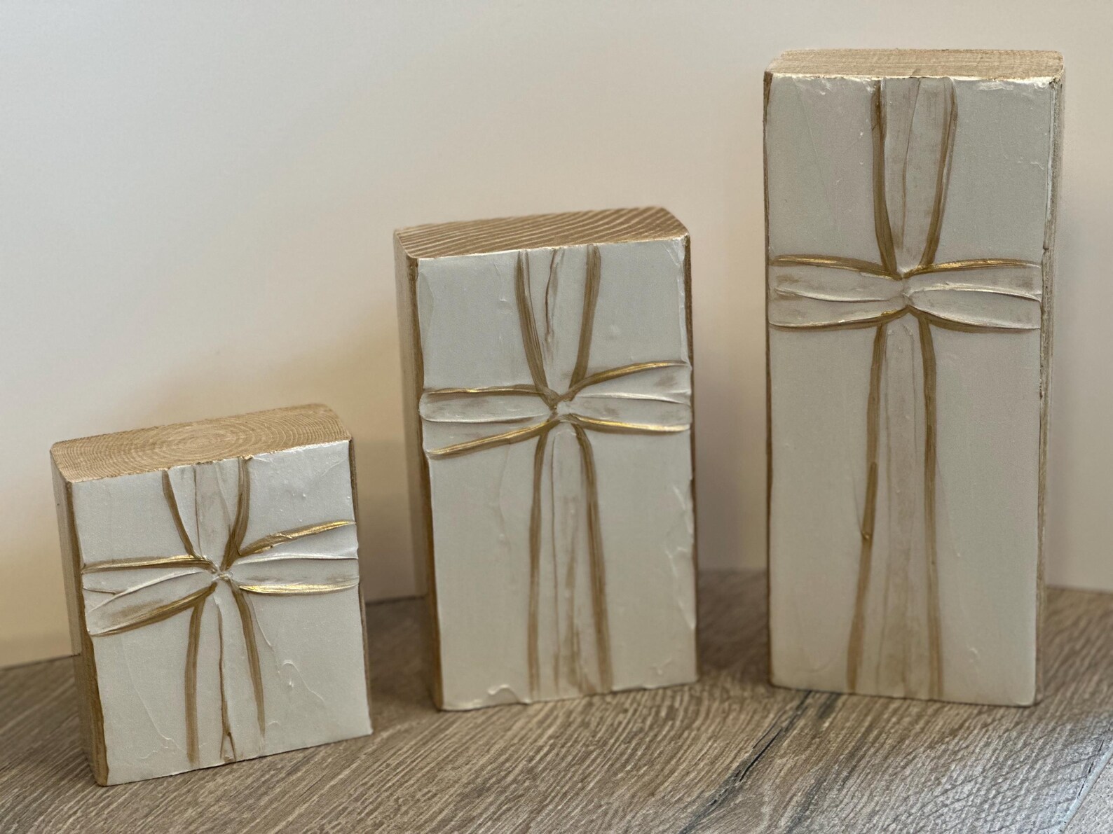 Rustic Gold Cross Hand Painted Textured Art Block by Two Girls Who Make ...
