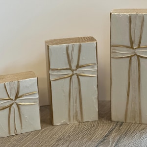 Rustic Gold Cross Hand Painted Textured Art Block by Two Girls Who Make ...