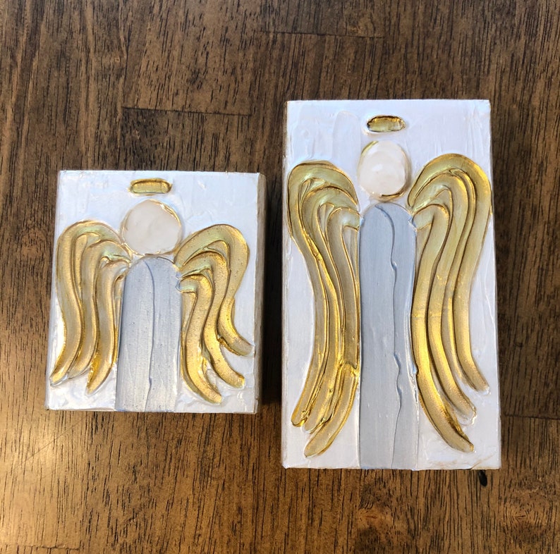 Silver and Gold Textured Angel Art Block 4 and 6 - Etsy