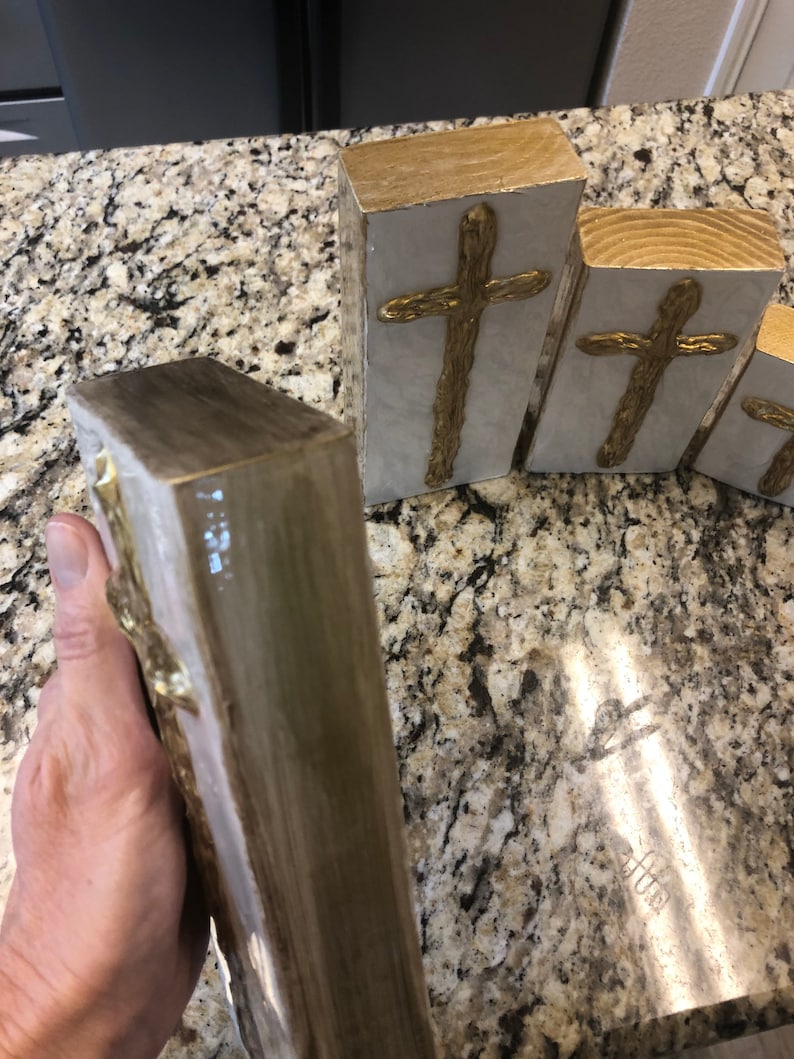 Gold Cross Hand Painted Textured Art Block by Two Girls Who - Etsy