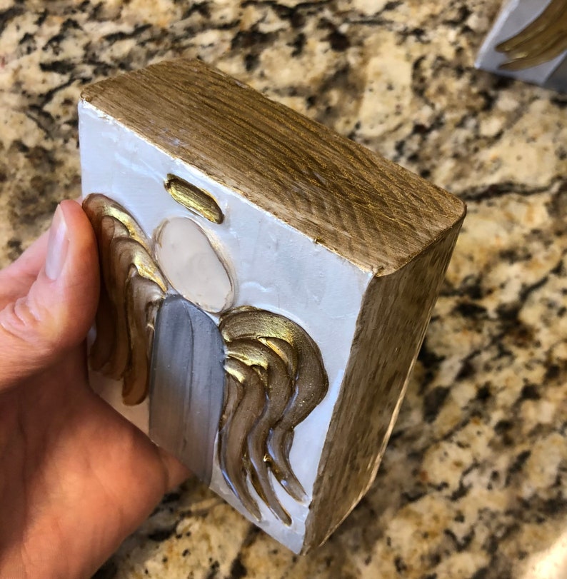 Silver and Gold Textured Angel Art Block 4 and 6 - Etsy