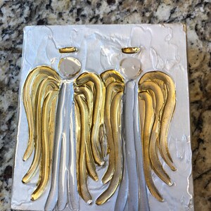 Square Angel Art Block With Texture by Two Girls Who Make Crosses - Etsy