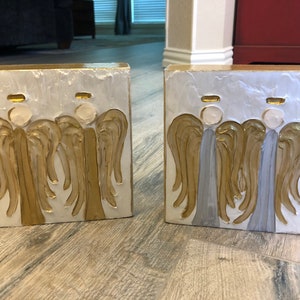 Square Angel Art Block With Texture by Two Girls Who Make Crosses - Etsy