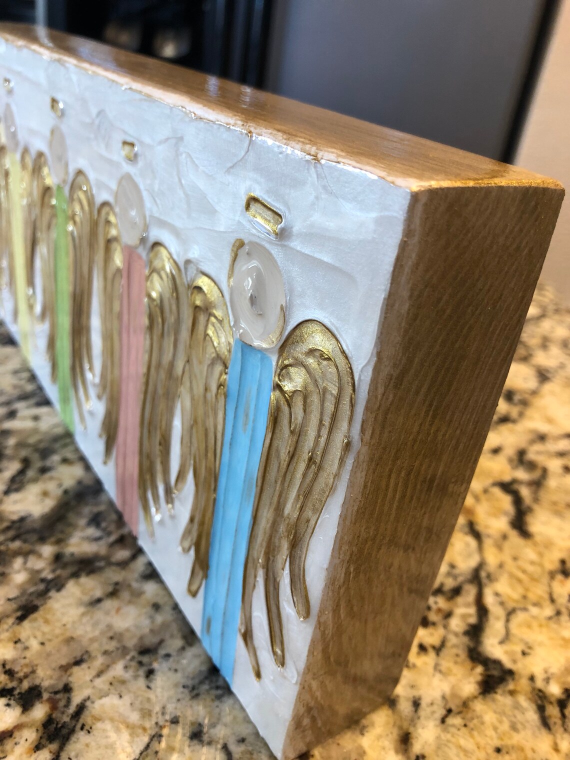 Hand Painted Textured Angel Wood Block Five Angels | Etsy