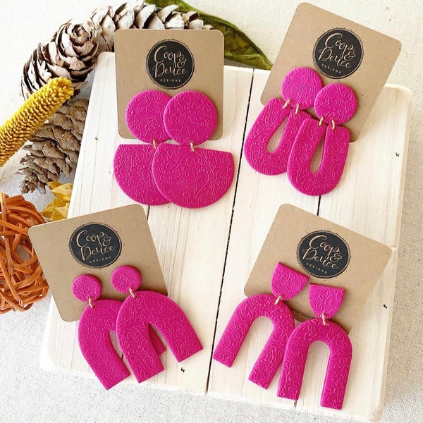 Magenta Clay Earrings - Etsy