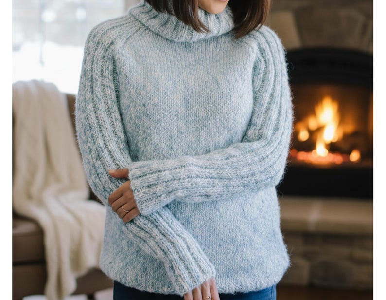 Cozy Sky Blue Sweater Knitting Pattern PDF – Beginner Friendly Pullover ...