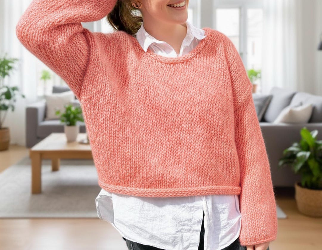 Chunky Sweater Knitting Pattern PDF | Easy Oversized Pullover With ...