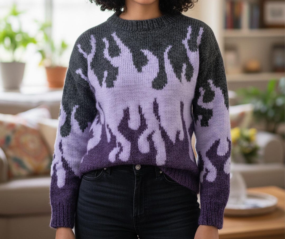 Flame-inspired Knit Sweater Pattern - Cozy Modern Knit Design With Bold ...