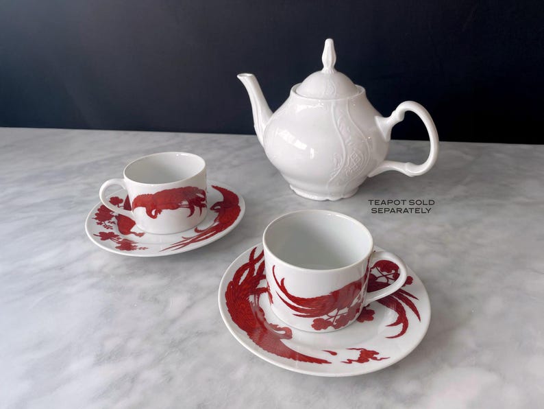 Midcentury Double Phoenix Porcelain Dinnerware Set - Vintage Modern ...