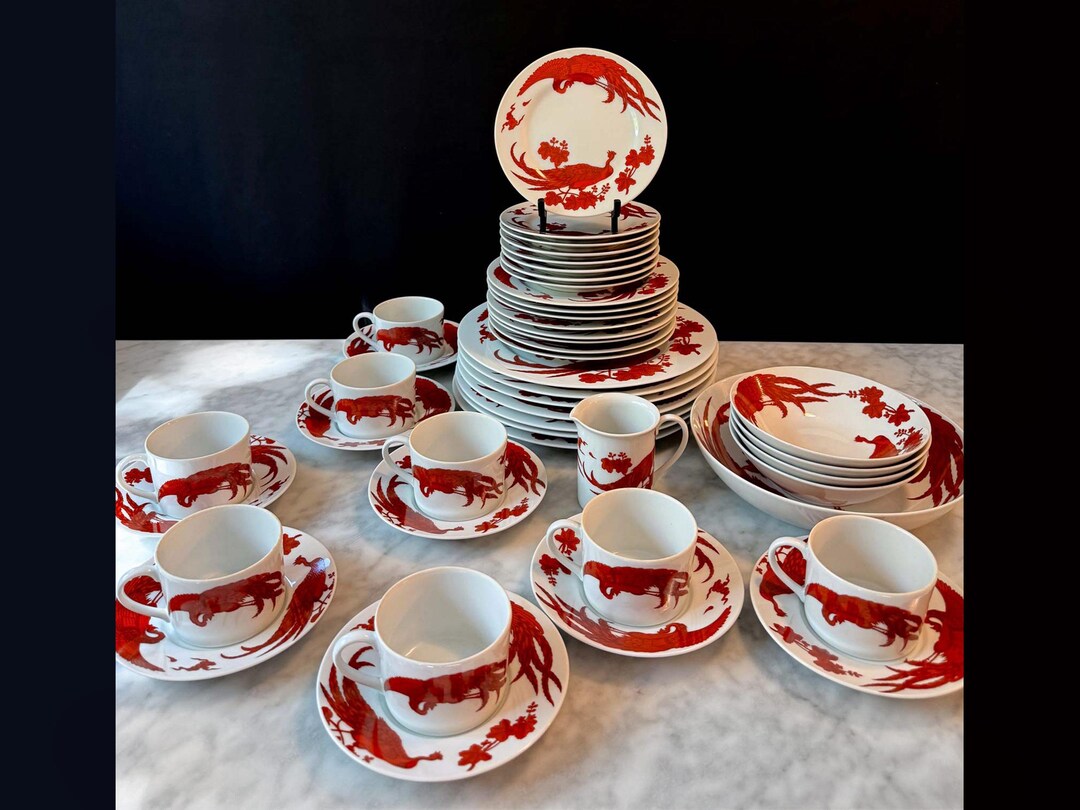 Midcentury Double Phoenix Porcelain Dinnerware Set - Vintage Modern ...