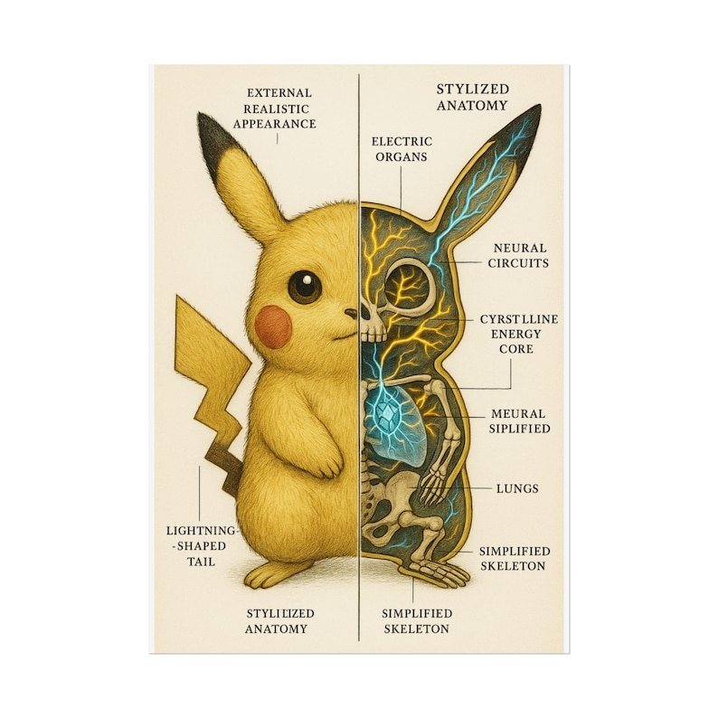 Pokemon Anatomy Rolled Poster | Educational Decor, Cute Wall Art, Gift ...