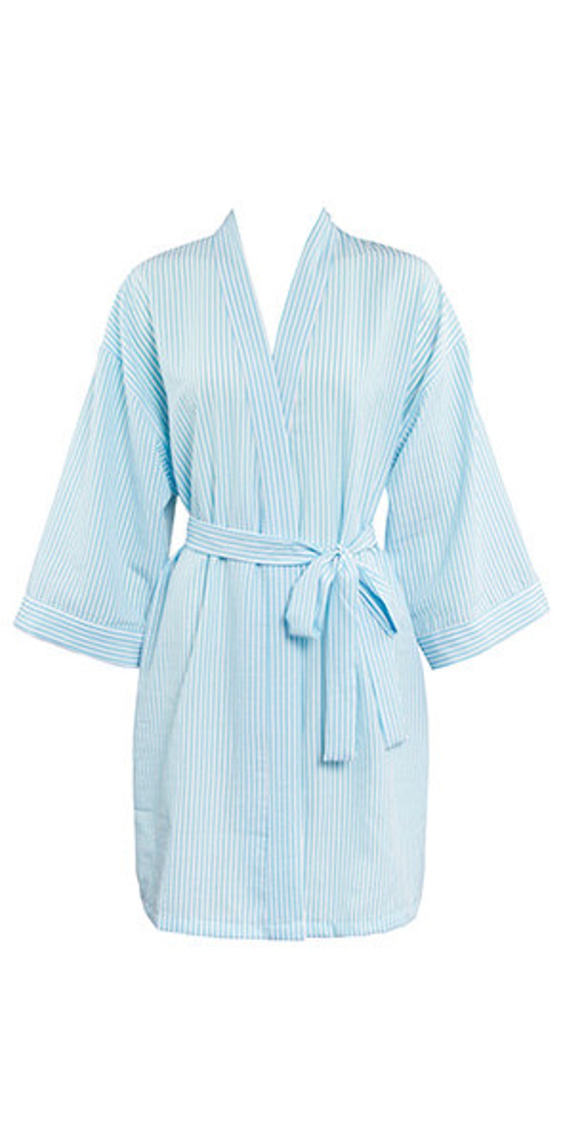 Seersucker Robe Bridesmaid Blue Seersucker Stripe Robe - Etsy