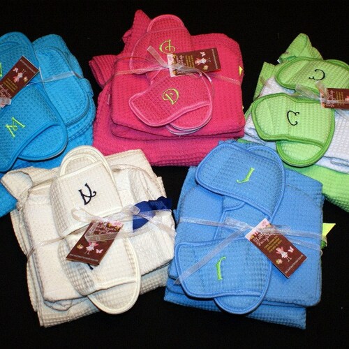 Bridesmaid Gift Spa Robe Gift Set Waffle Weave Slippers - Etsy