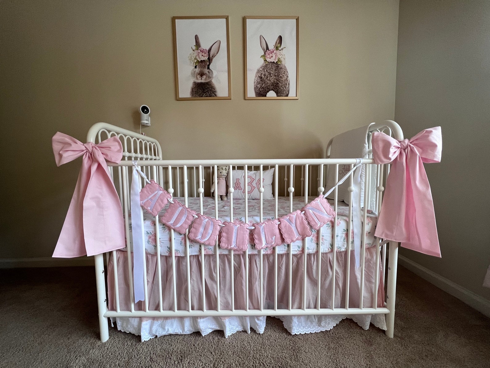 Nursery Crib Bows for Baby, Crib Sashes, Crib Bedding Decor, Nursery ...