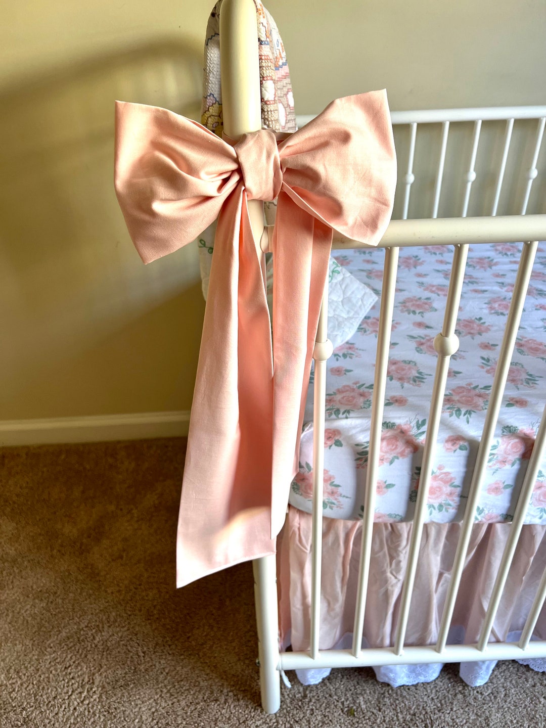 Crib Bow Baby Bed Bow Bow for Cribs Pink Girly Bow Nursery - Etsy